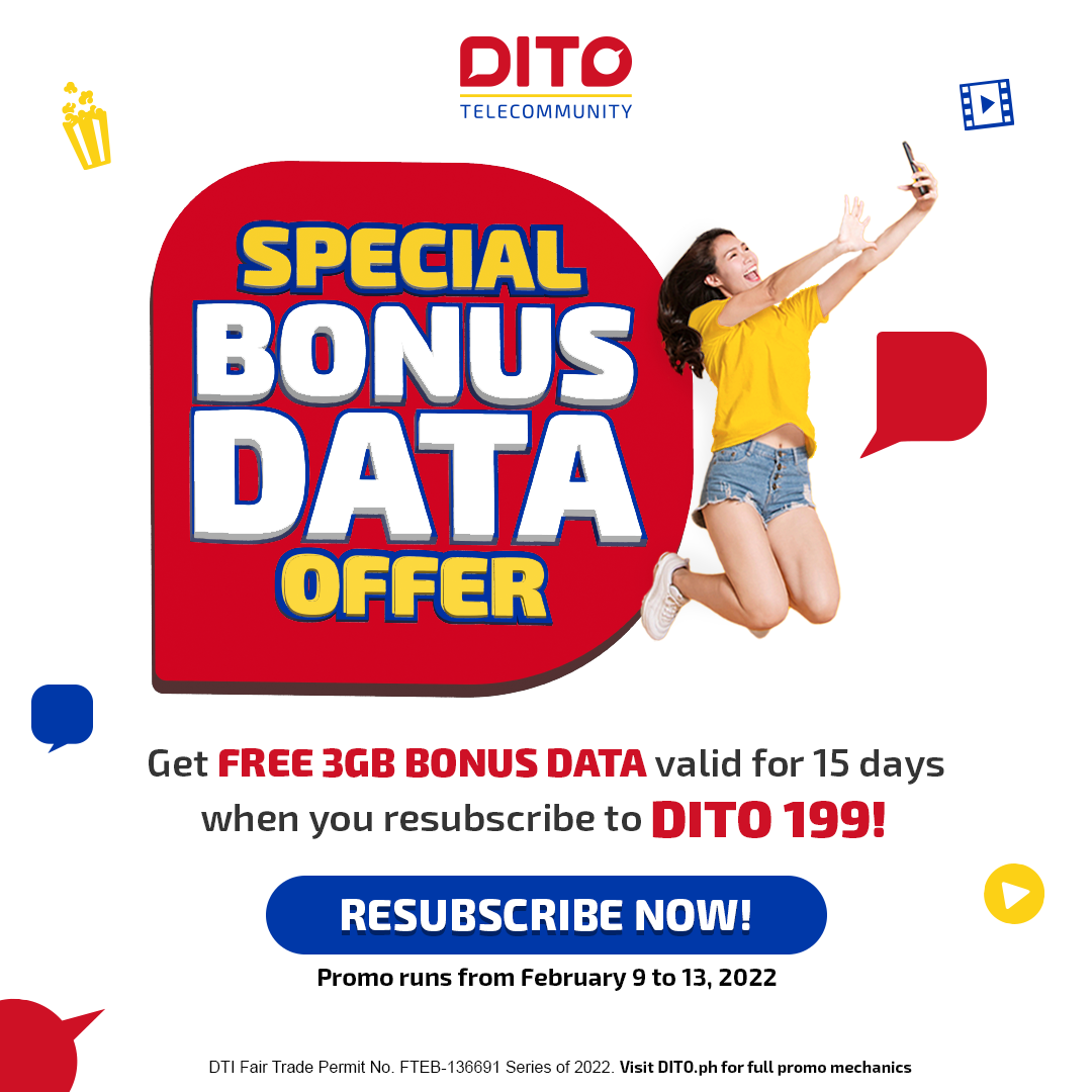 Re-subscribe to DITO199 and get more data for free | Tech G³